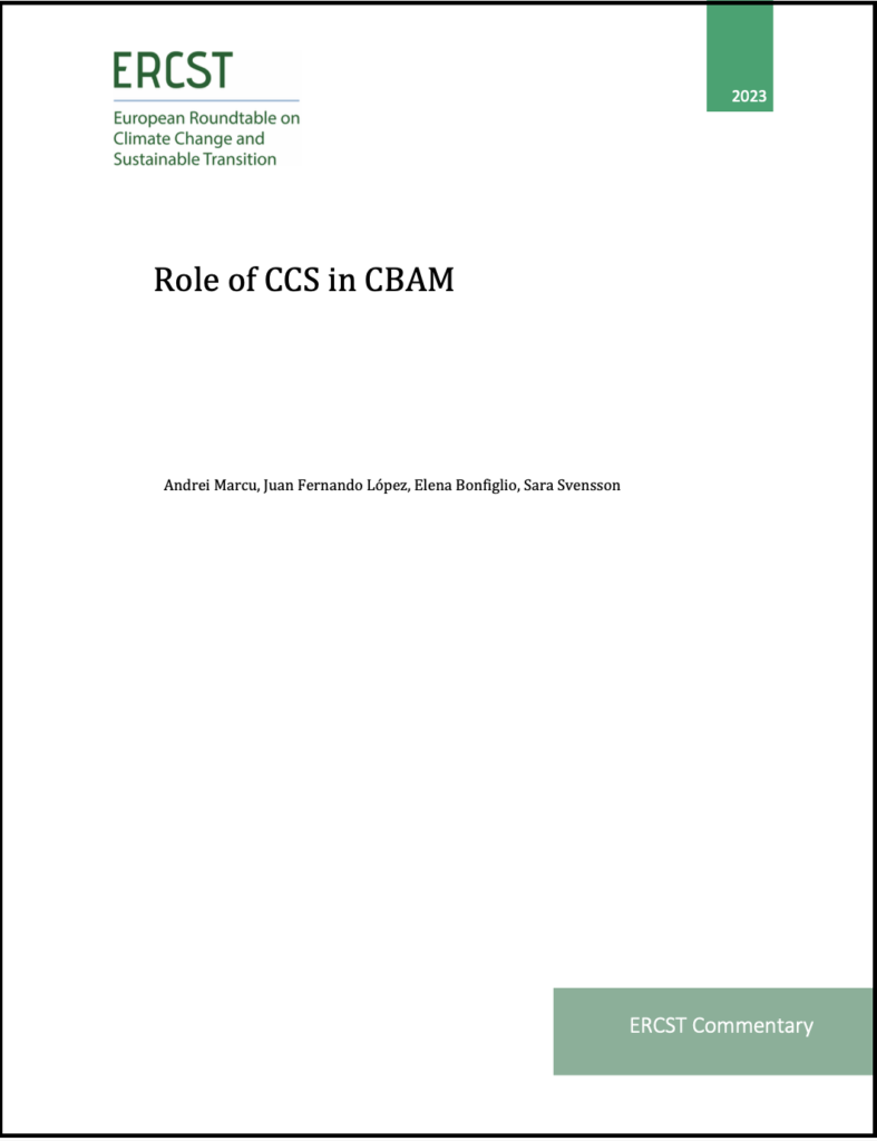 Role of CCS in CBAM – ERCST